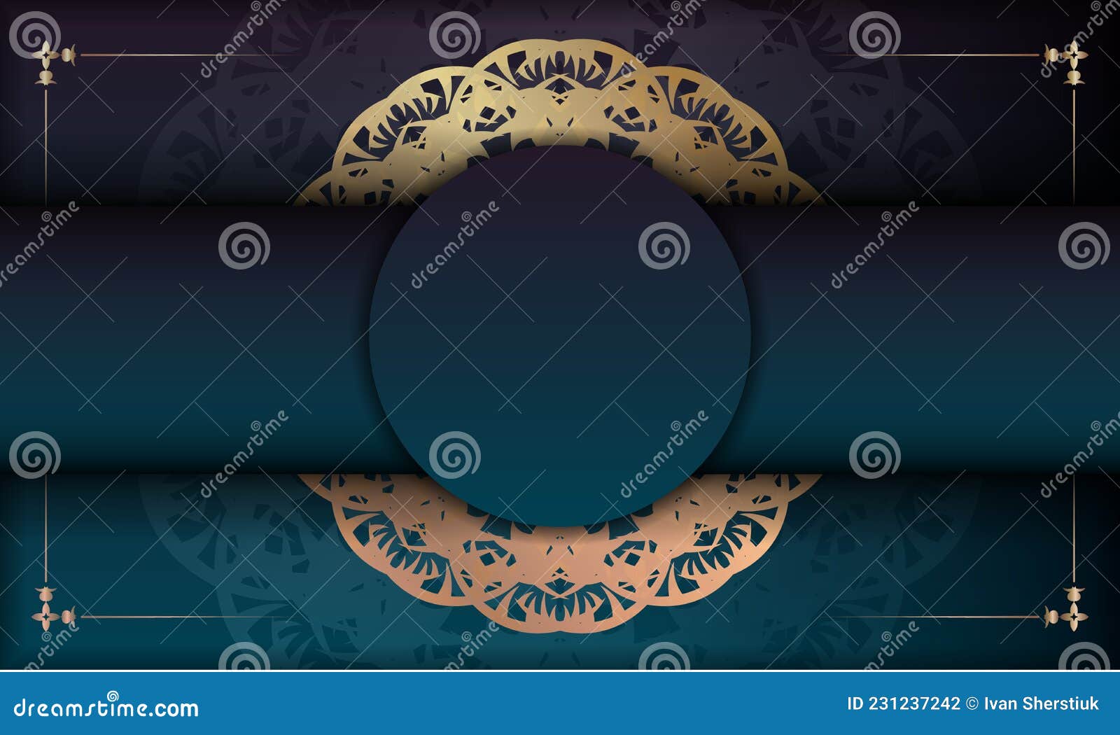 Blue Gradient Banner with Vintage Gold Ornament for Under Logo Design ...