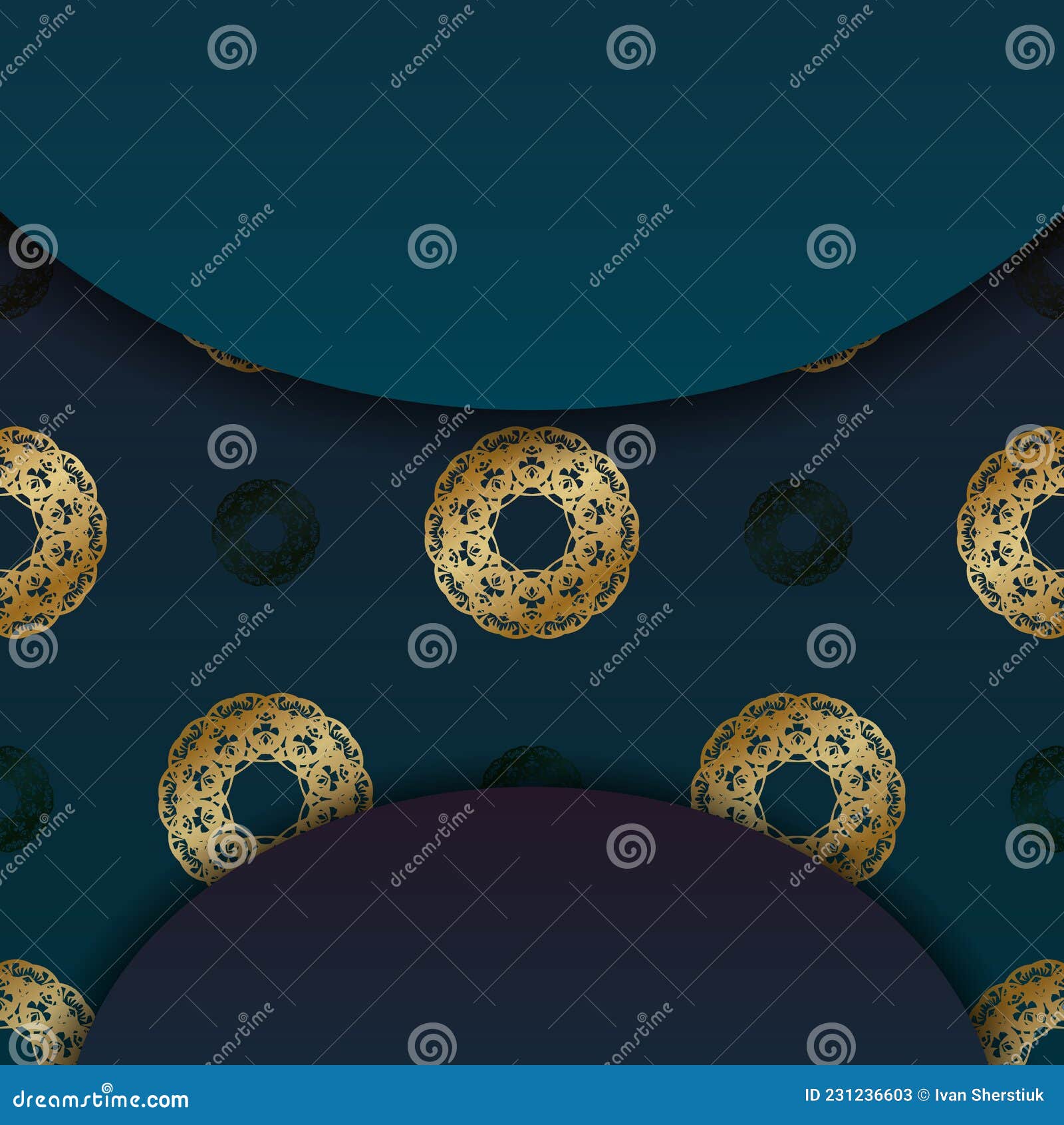 Blue Gradient Banner with Vintage Gold Pattern for Logo Design Stock ...