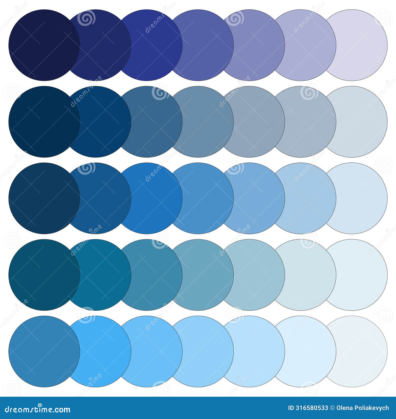 Blue Gradient Circle Array. Seamless Color Progression. Vector ...