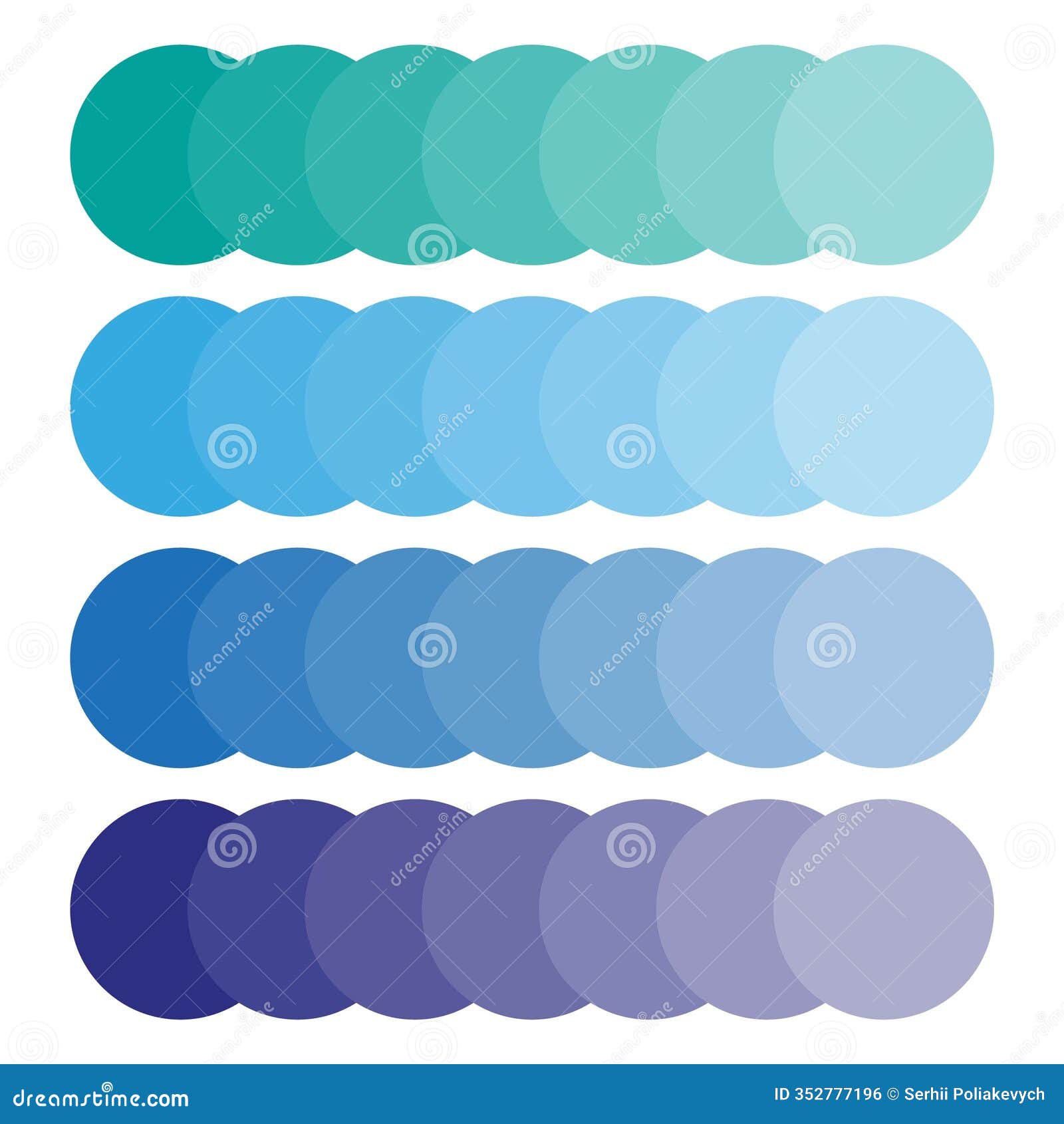 Blue Gradient Circles. Color Palette Elements. Minimal Color Design ...