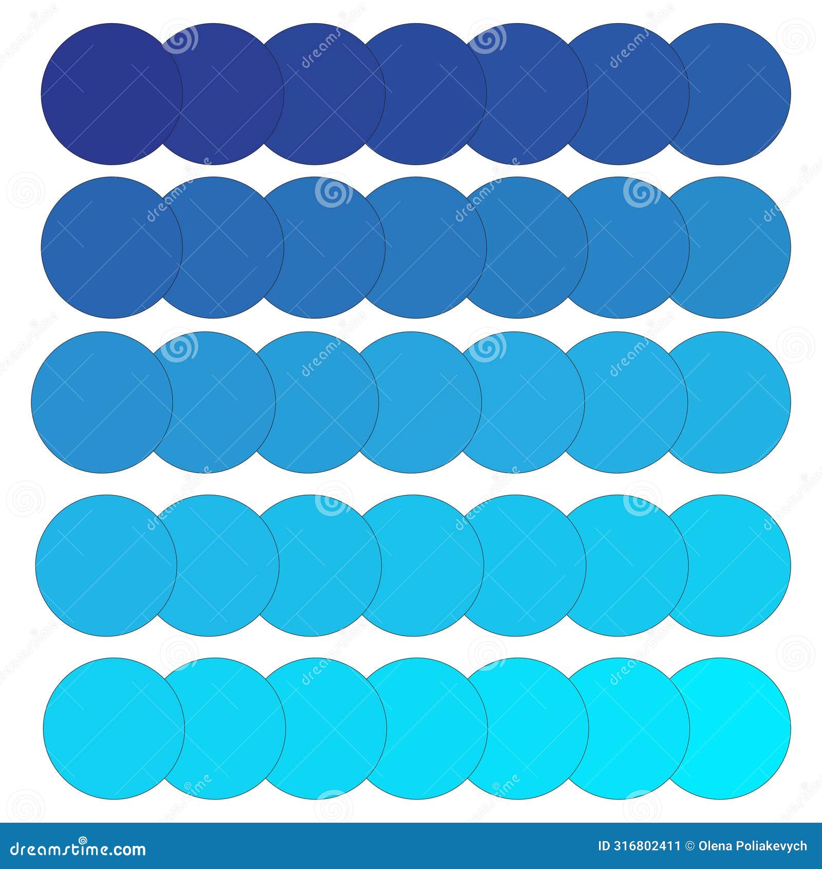 Blue Gradient Circles. Various Shades of Blue. Vector Color Palette ...