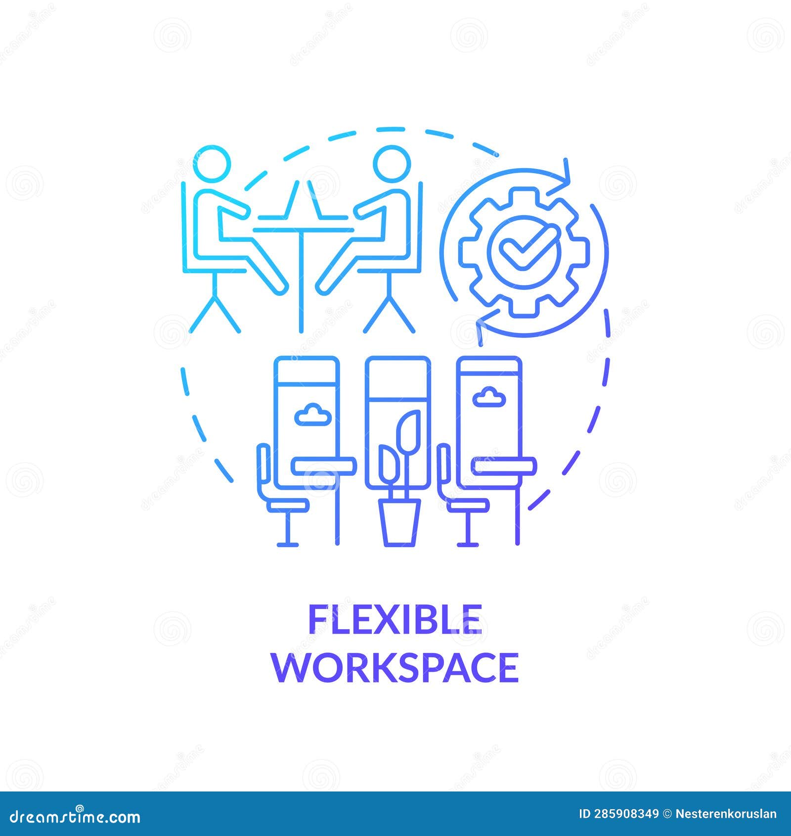2D Gradient Flexible Workspace Line Icon Concept Stock Vector ...