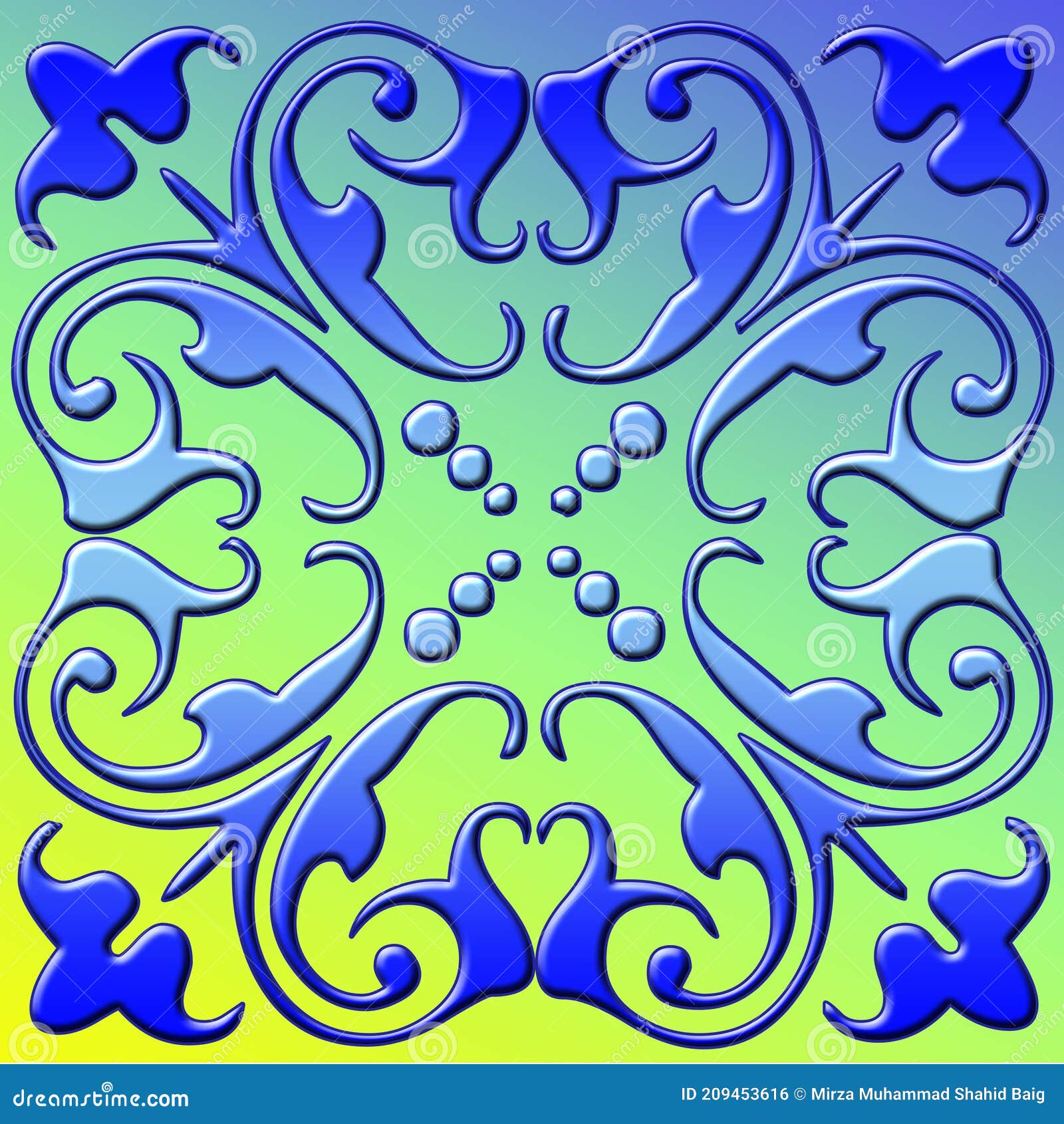 Blue Gradient Floral Seamless Floor Tile Pattern Layout Drawing Set-7 ...