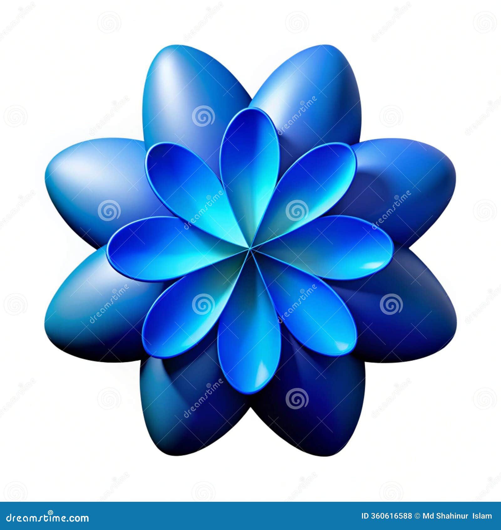 Blue Gradient Flower 3D Icon Stock Illustration - Illustration of blue ...