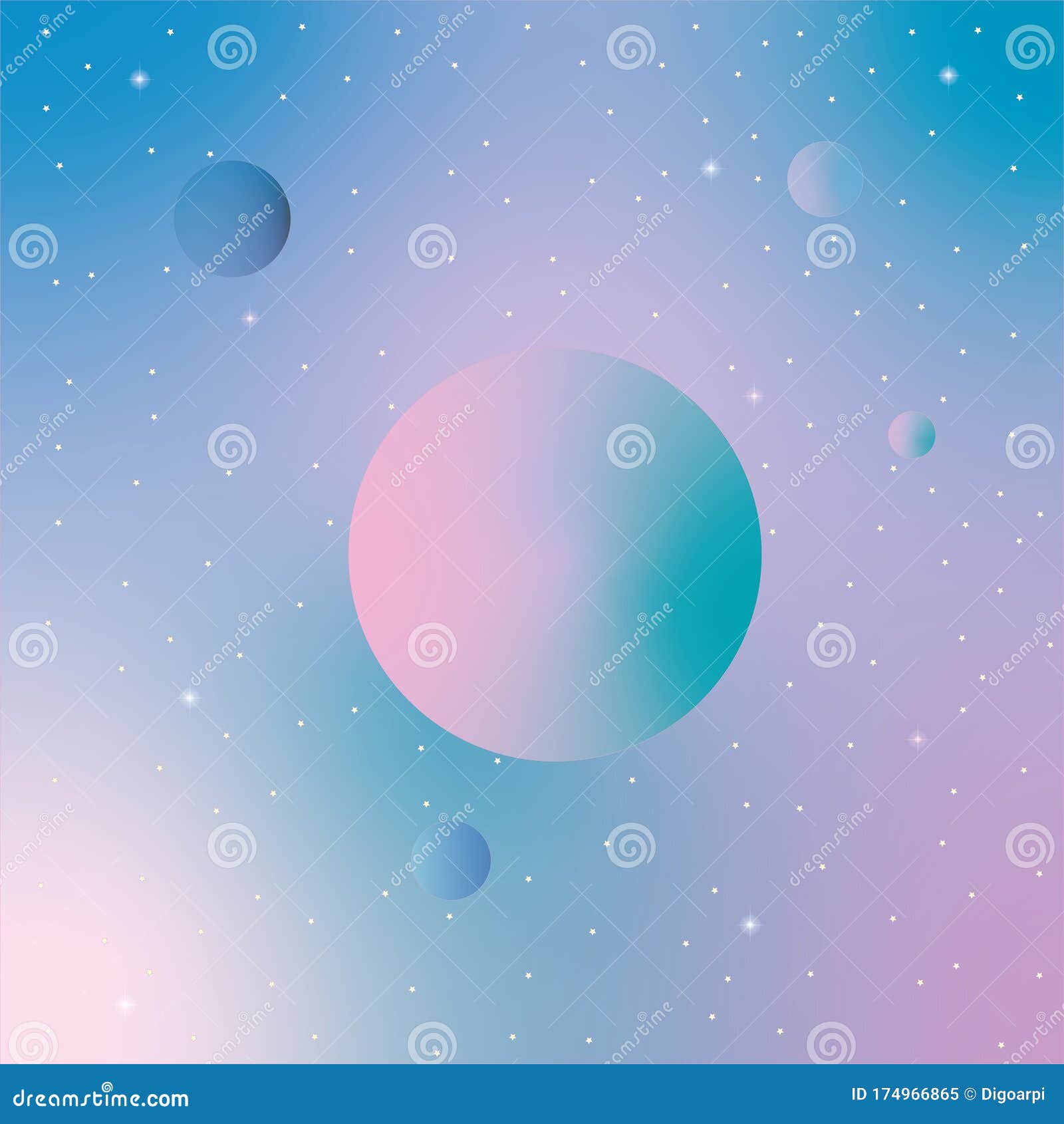 Blue Gradient Galaxy, with Stars and Planets Stock Vector ...