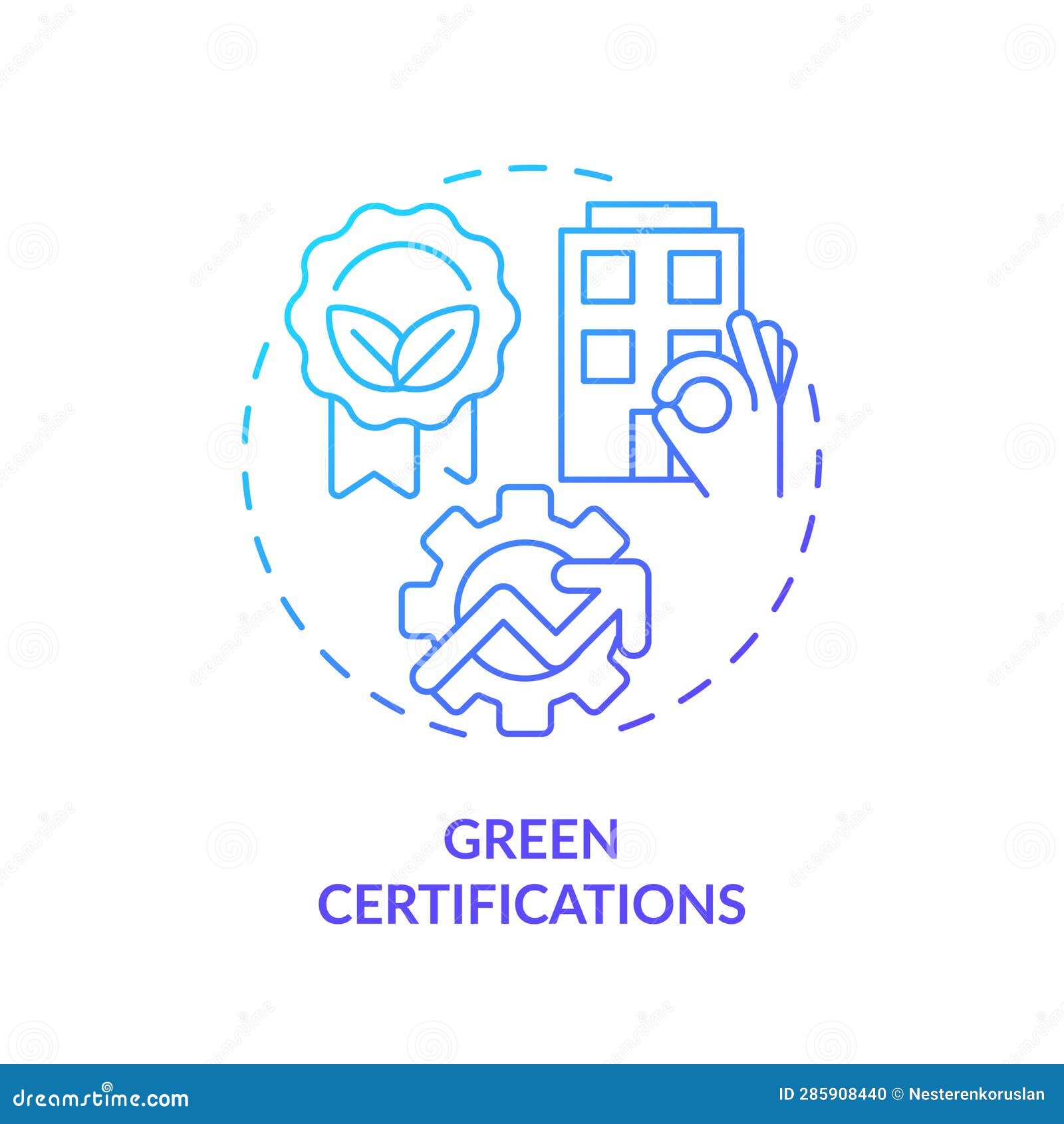 2D Gradient Green Certifications Line Icon Concept Stock Vector ...