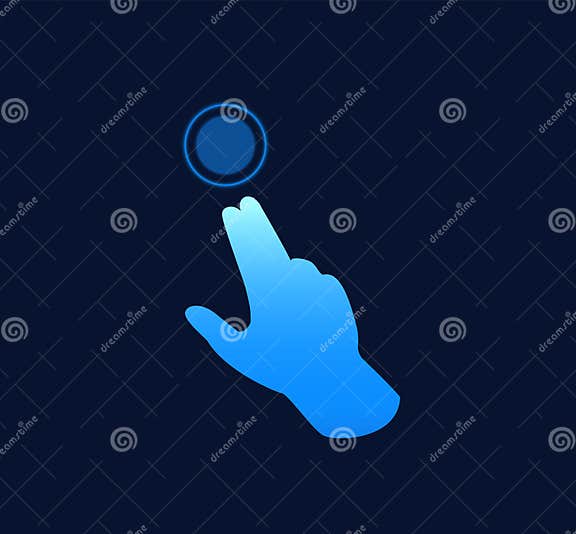 Blue Hand Pointing Gesture on Digital Circle Vector Icon, Touch Effect ...