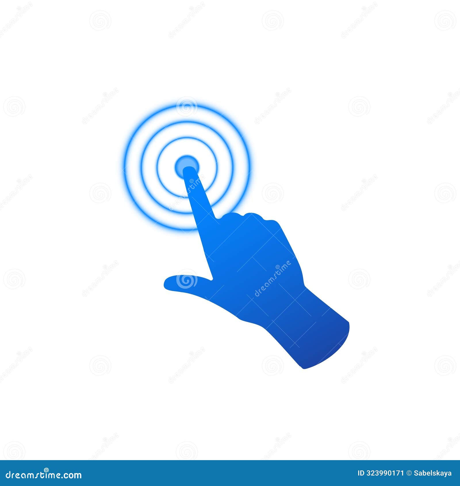 Blue Hand Pointing Gesture on Digital Round Vector Icon, Touch Effect ...