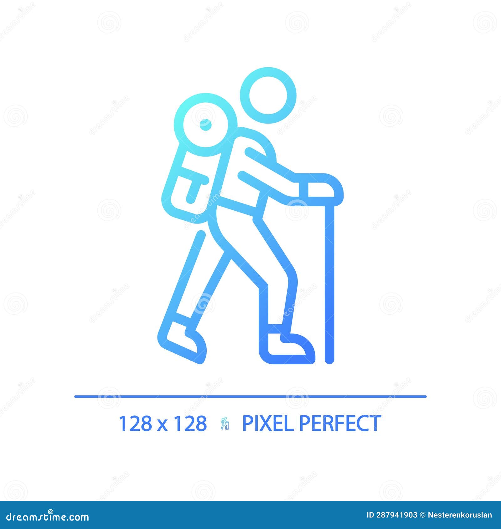 Blue Gradient Hiking Linear Icon Stock Illustration - Illustration of ...