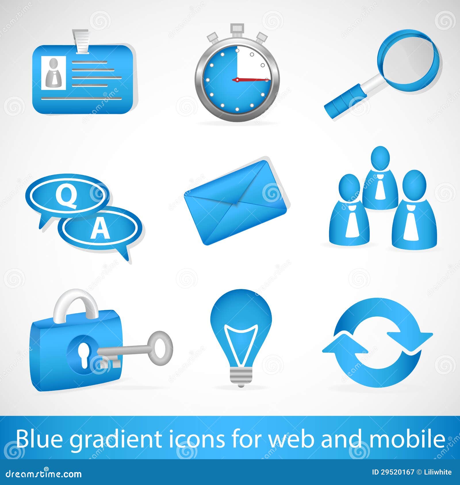 Blue Gradient Icons for Web Applications and Mobile Devices Stock ...