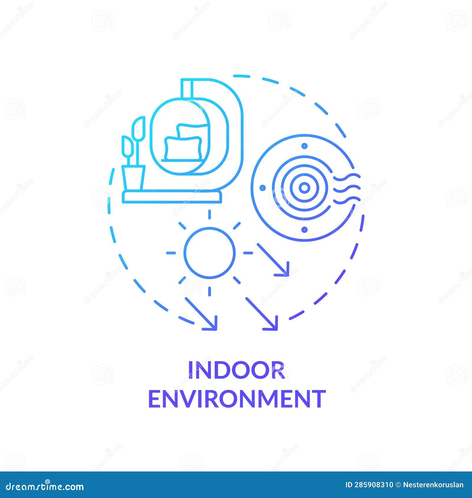 2D Gradient Indoor Environment Line Icon Concept Stock Vector ...