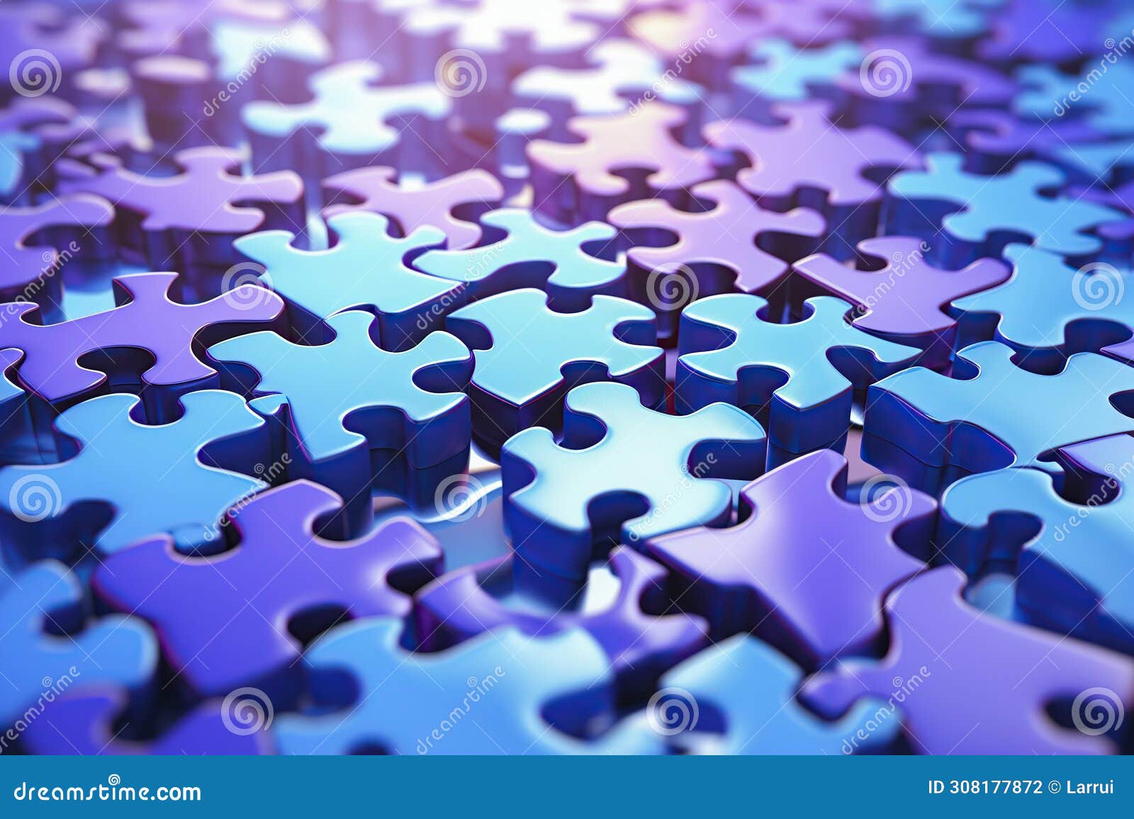 Blue Gradient Jigsaw Puzzle Pieces Interlocking, Highlighting ...
