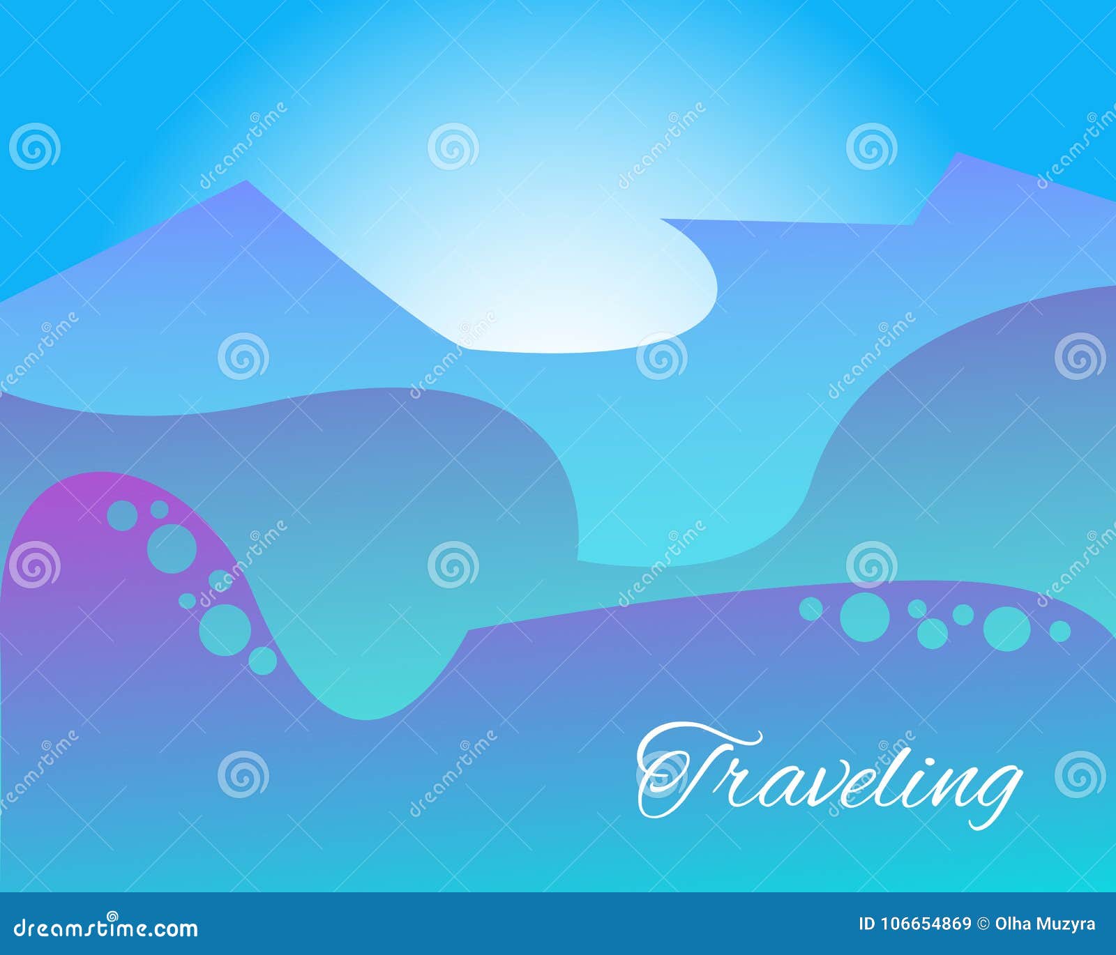 Blue Gradient Landscape with Abstract Mountain for Card Stock ...