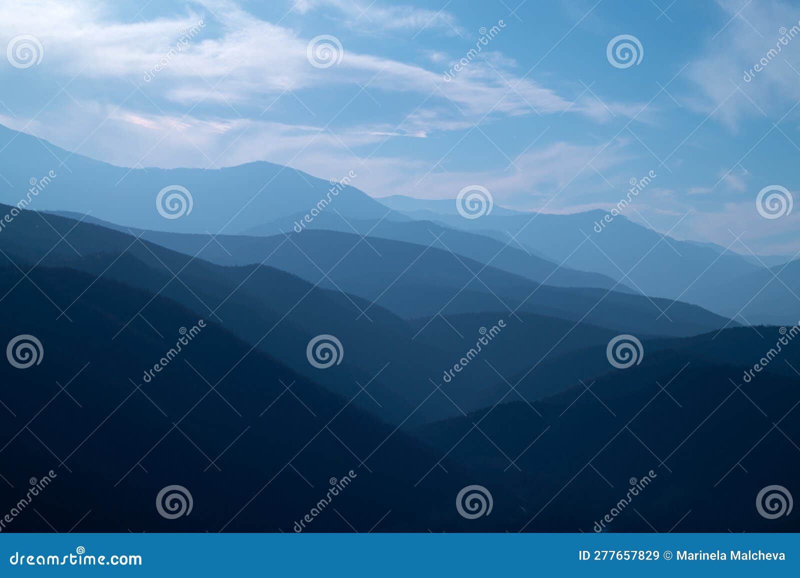 Blue Gradient Layers in Nature with Sky and Mountains, Abstract ...