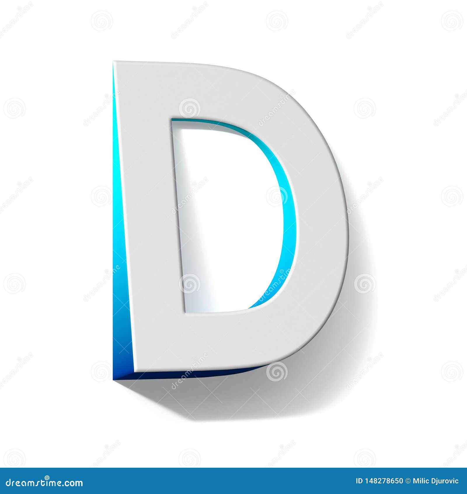 Blue gradient Letter D 3D stock illustration. Illustration of letter ...
