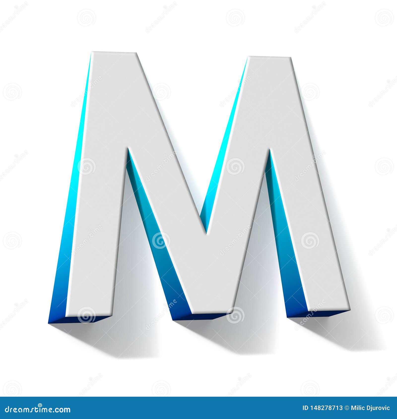 Blue gradient Letter M 3D stock illustration. Illustration of ...
