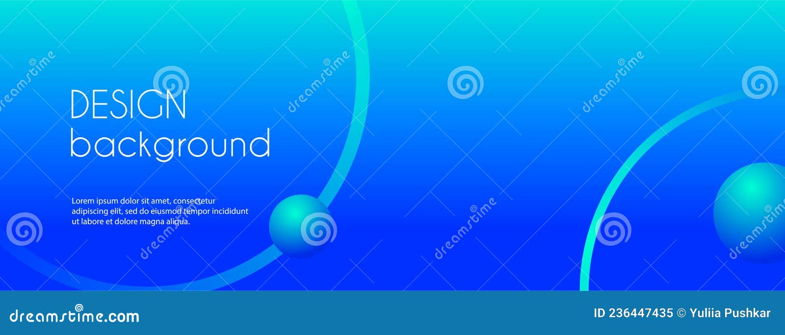 Blue Gradient Long Vector Banner. Minimal Abstract Background with ...