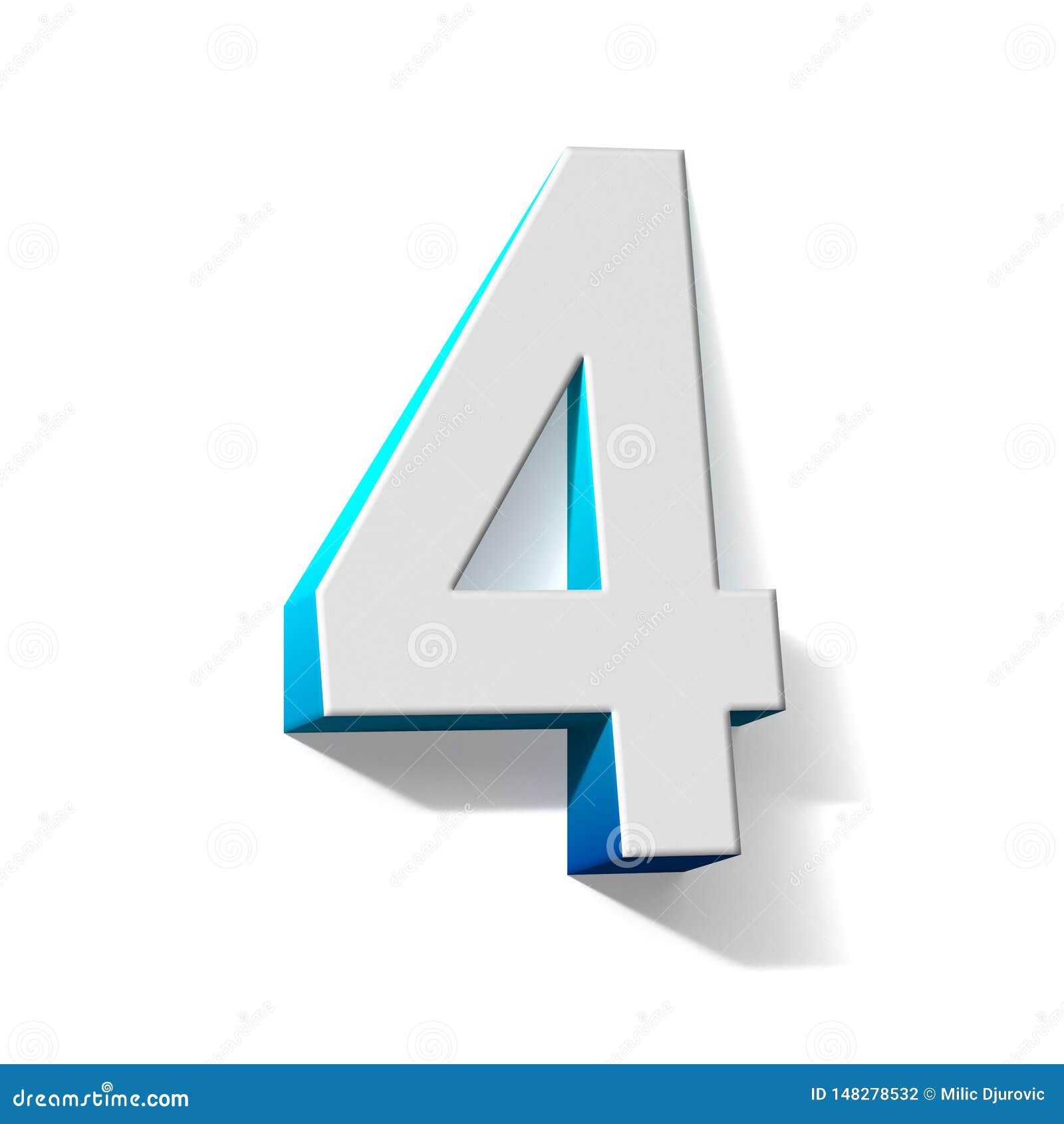 Blue Gradient Number 4 FOUR 3D Stock Illustration - Illustration of ...
