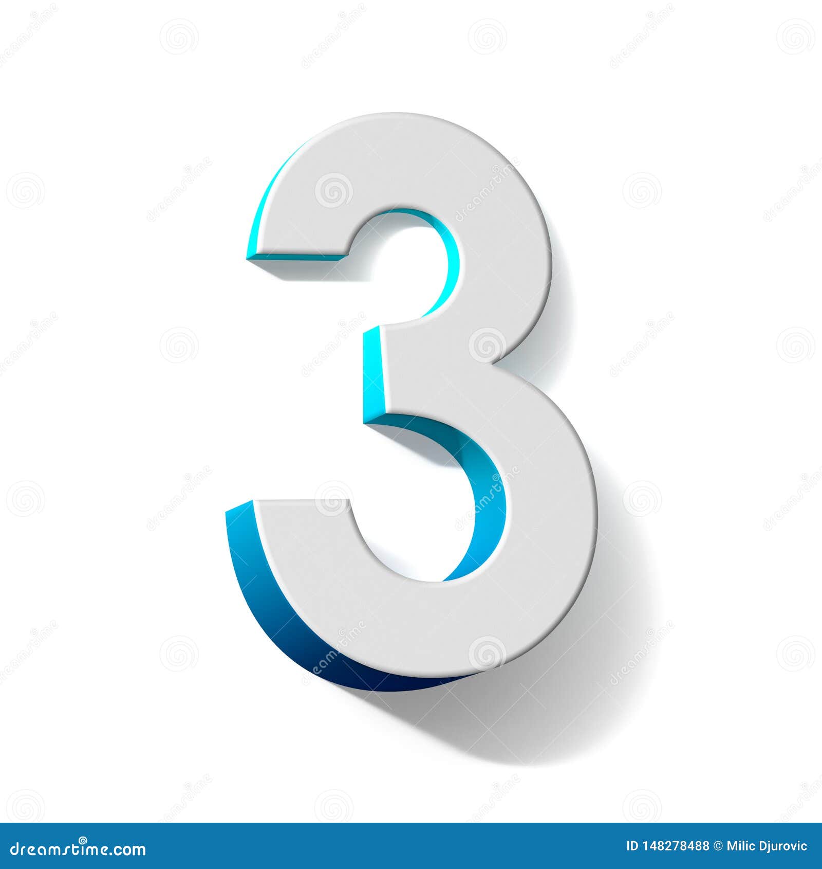 Blue Gradient Number 3 THREE 3D Stock Illustration - Illustration of ...
