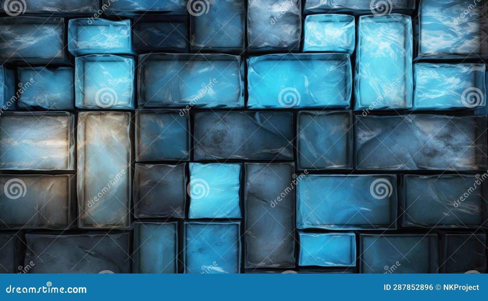 Blue Gradient Transparent Pieces of Glass Rectangular Shape in Glass ...