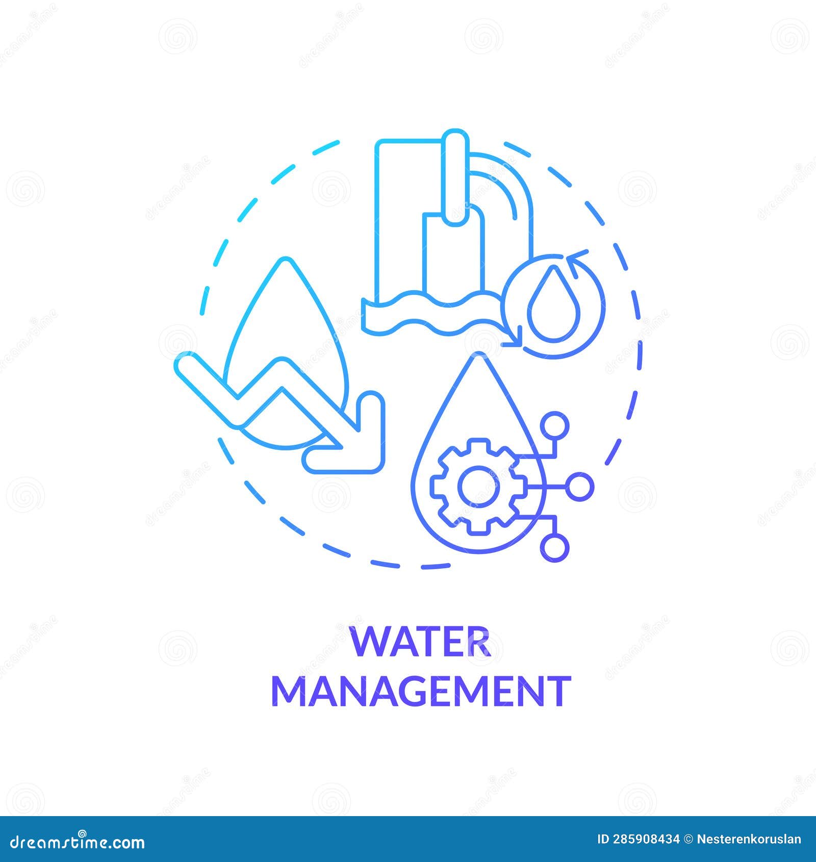 2D Gradient Water Management Line Icon Concept Stock Illustration ...