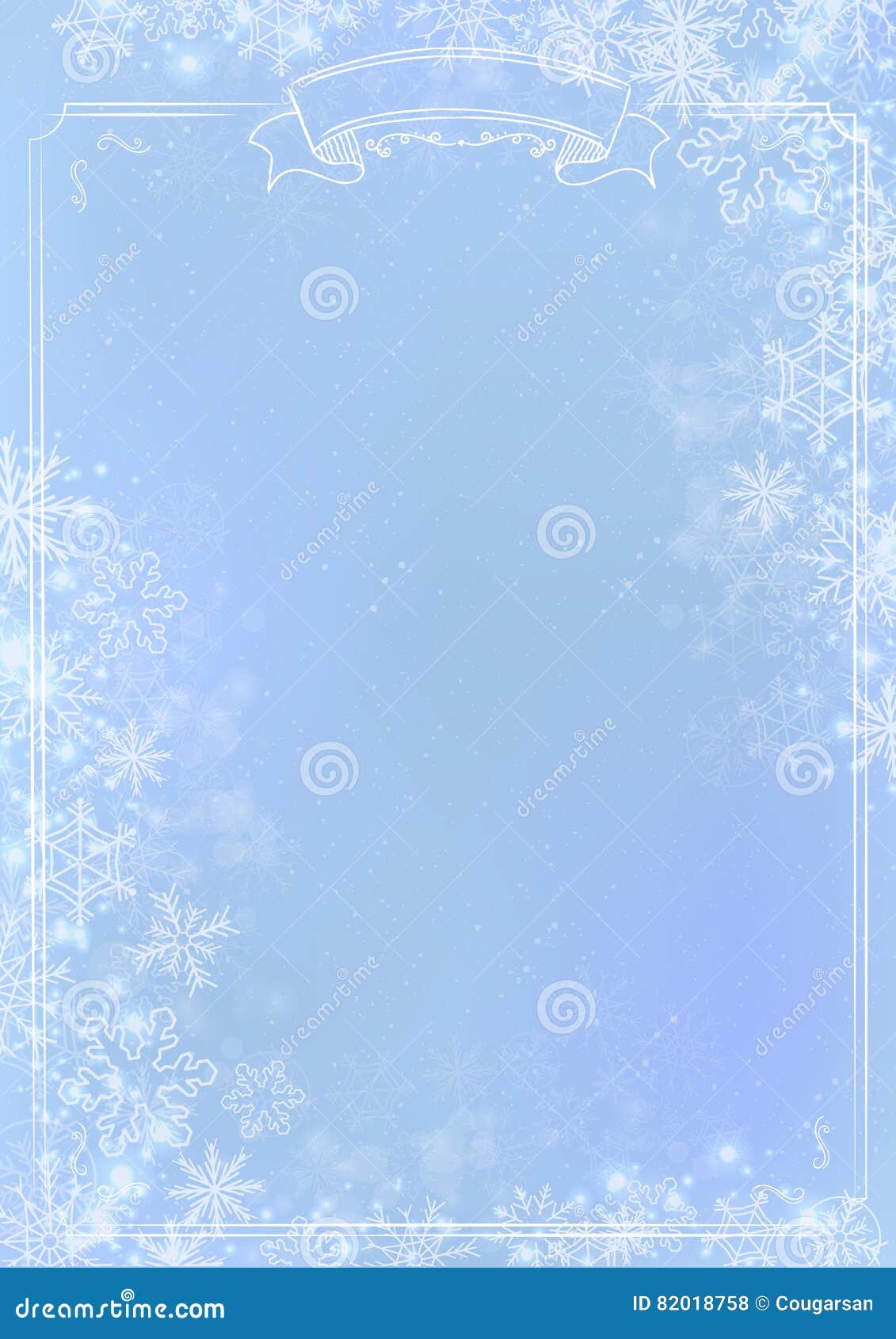 Blue Gradient Winter Paper Background with Snowflake Border Stock ...