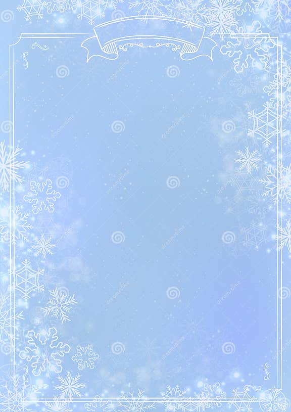 Blue Gradient Winter Paper Background with Snowflake Border Stock ...