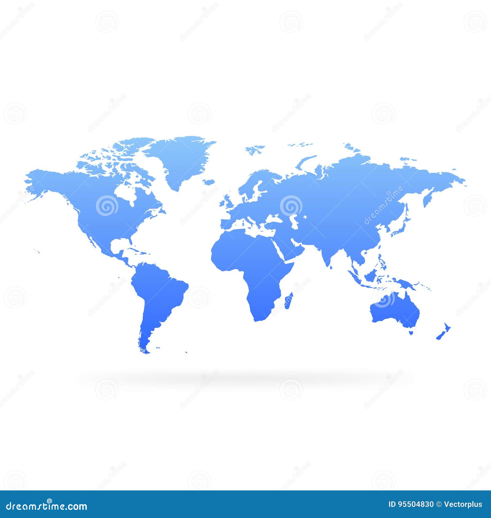 Blue Gradient World Map. Blank Globe Illustration Stock Illustration ...