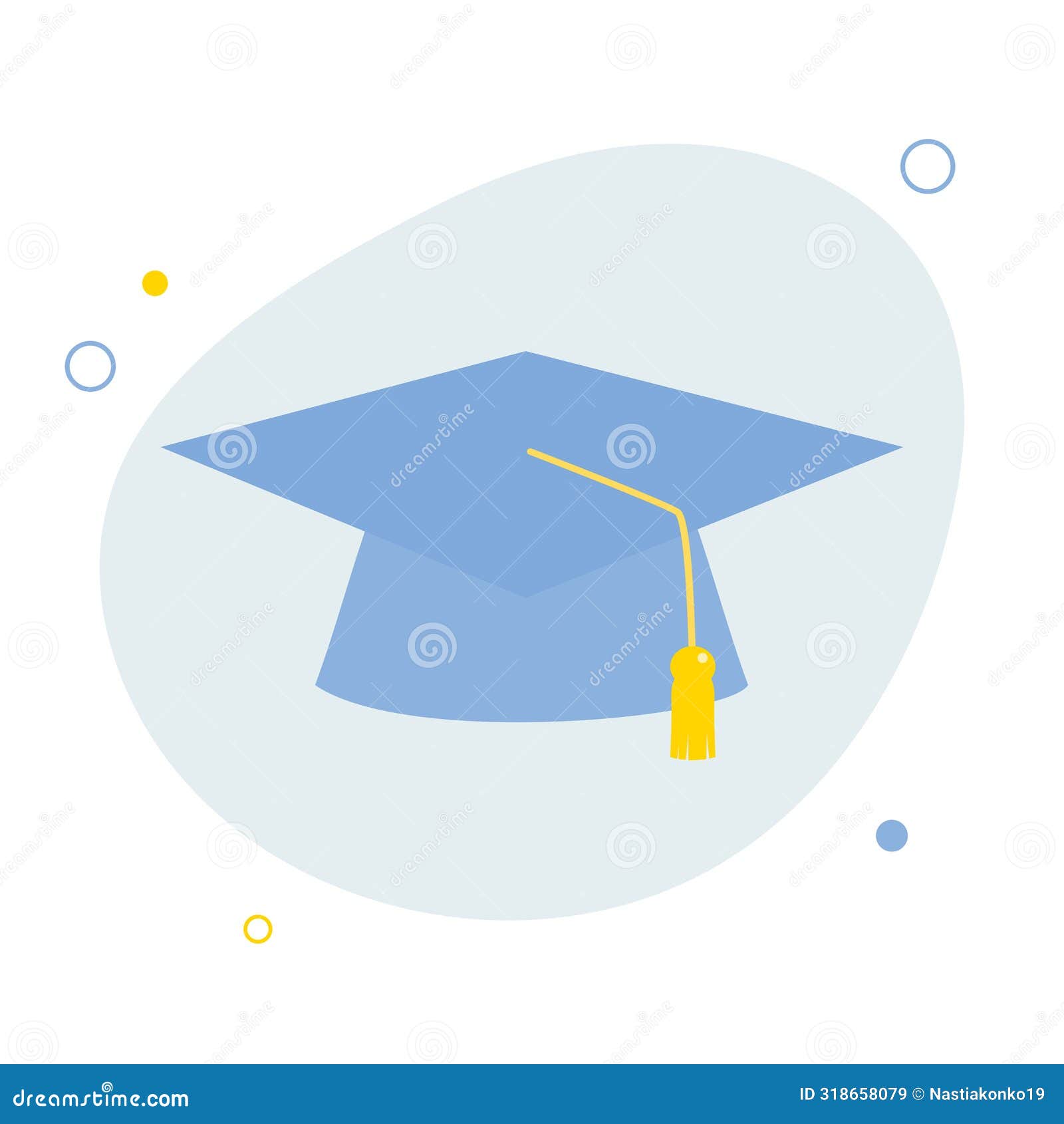Blue Graduation Cap With Gold Tassel Isolated On White. Academic Cap ...