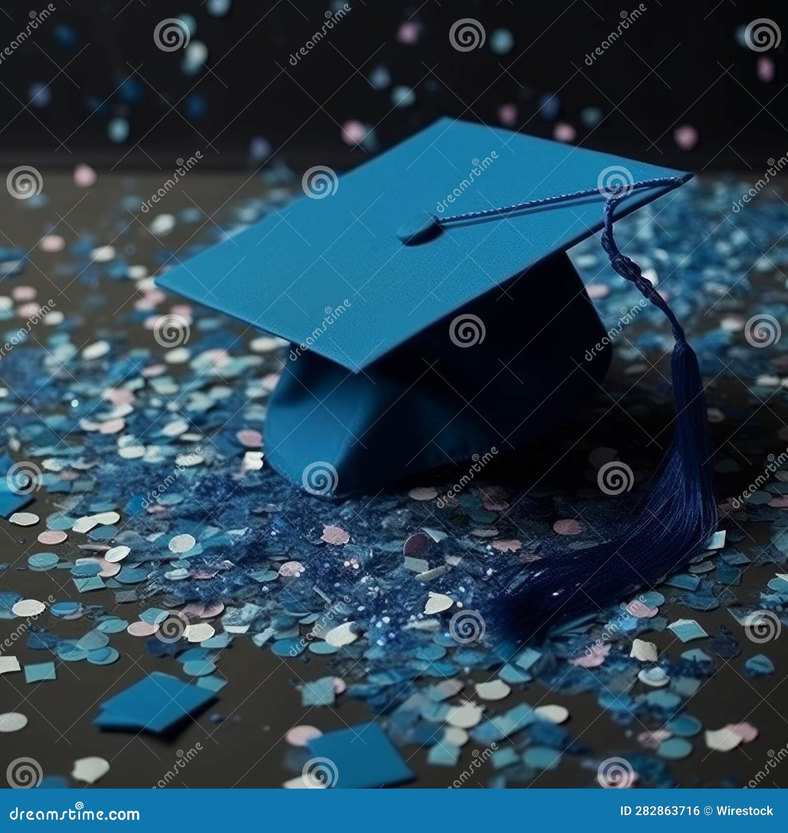 Blue Graduation Cap with Confetti. Graduation, Academic Achievement ...