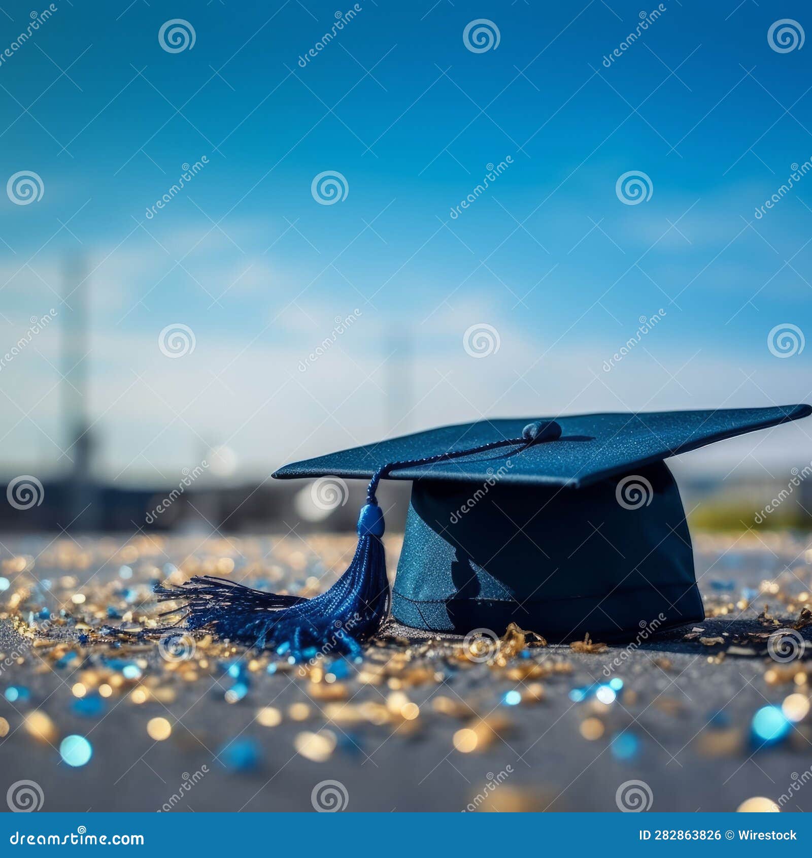Blue Graduation Cap with Confetti. Graduation, Academic Achievement ...