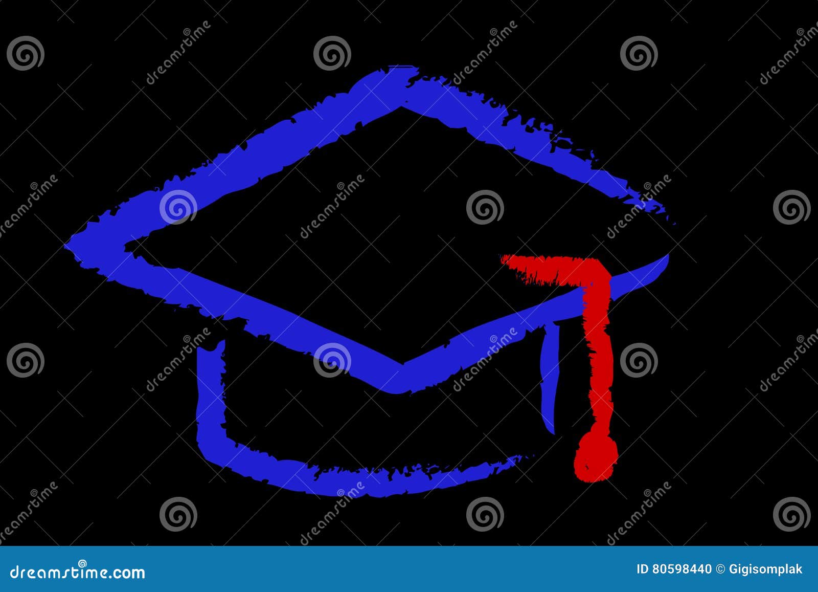 Blue Graduation Cap, Crayon Effect Stock Vector - Illustration of ...