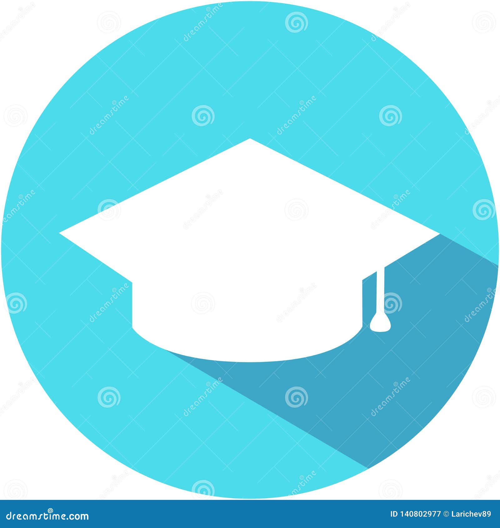 Blue Graduation Cap Flat Icon with Long Shadow. Students Cap, Education ...