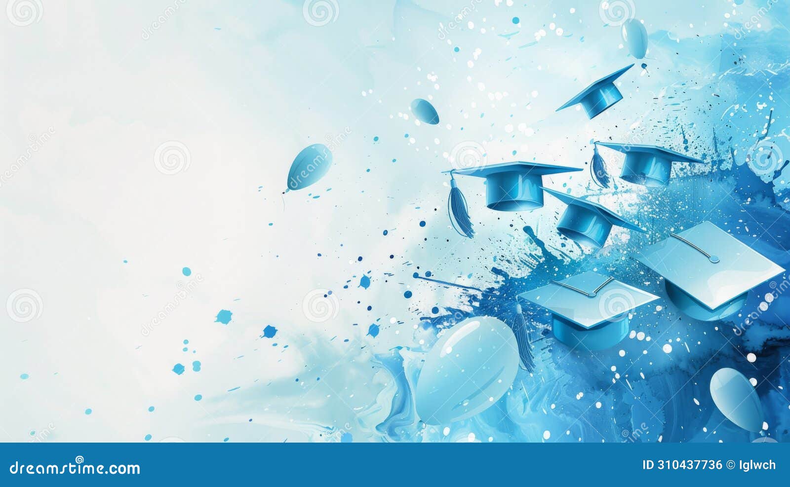 Blue Graduation Cap With Gold Tassel Isolated On White. Academic Cap ...