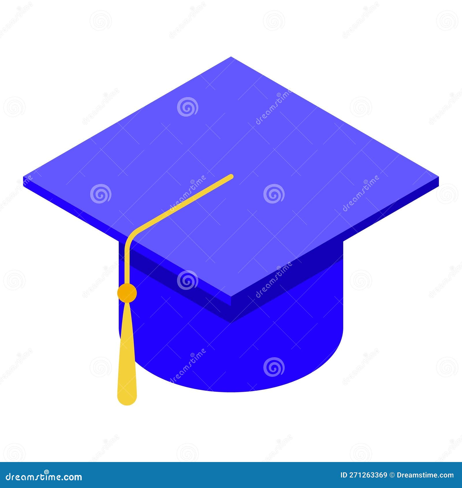 Blue Graduation Hat Icon Isometric Vector. Diploma Cap Stock Vector ...