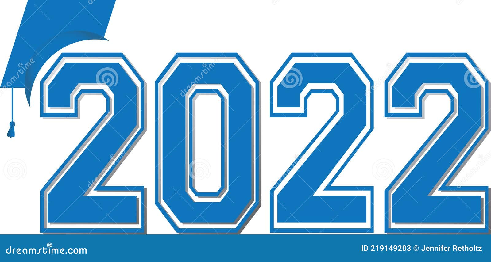 2022 Blue Graduation Logo Varsity Text Stock Vector - Illustration of ...