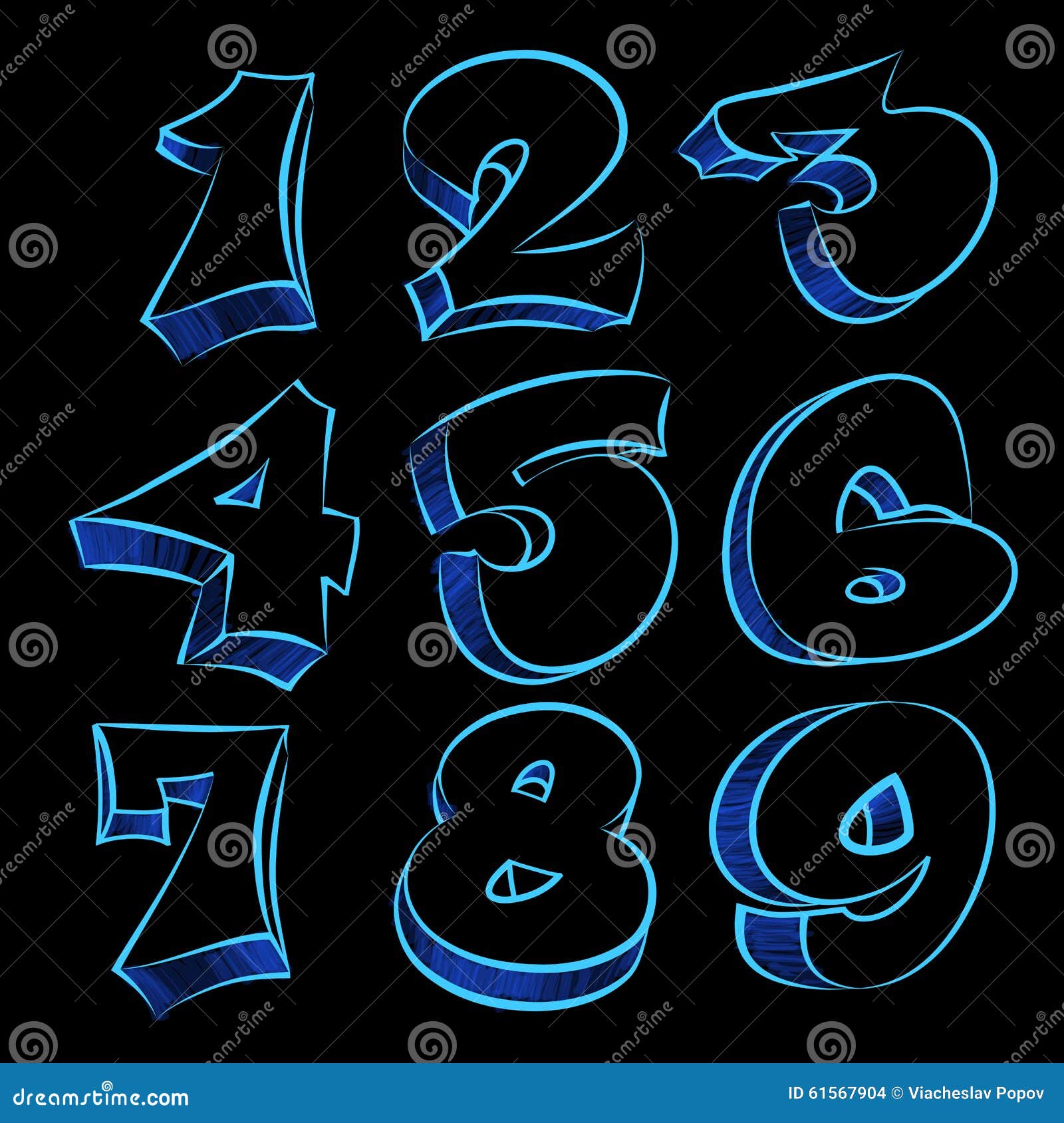 Blue Graffiti figures stock illustration. Illustration of wall - 61567904