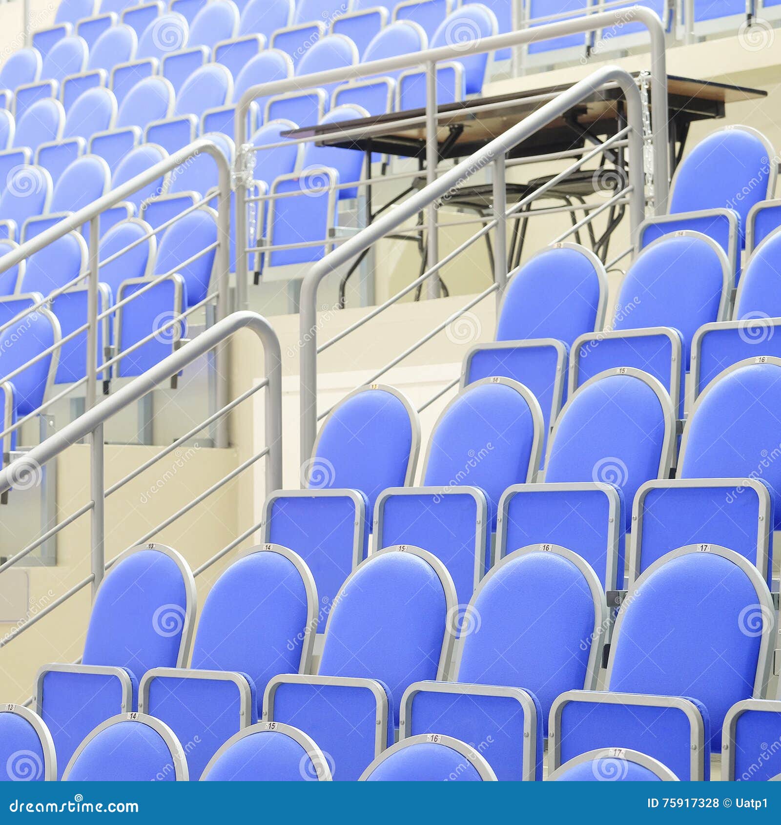 Blue Grandstand Sports Hall Stock Photo - Image of bucket, blue: 75917328