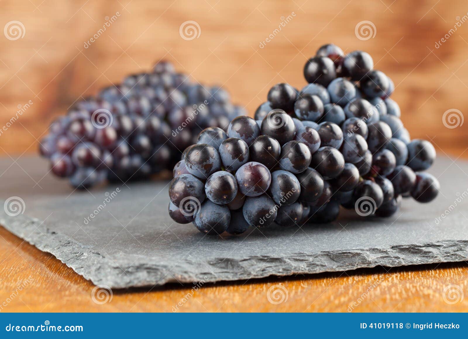 Blue Grape Clusters on Slate Board Stock Photo - Image of healthy ...
