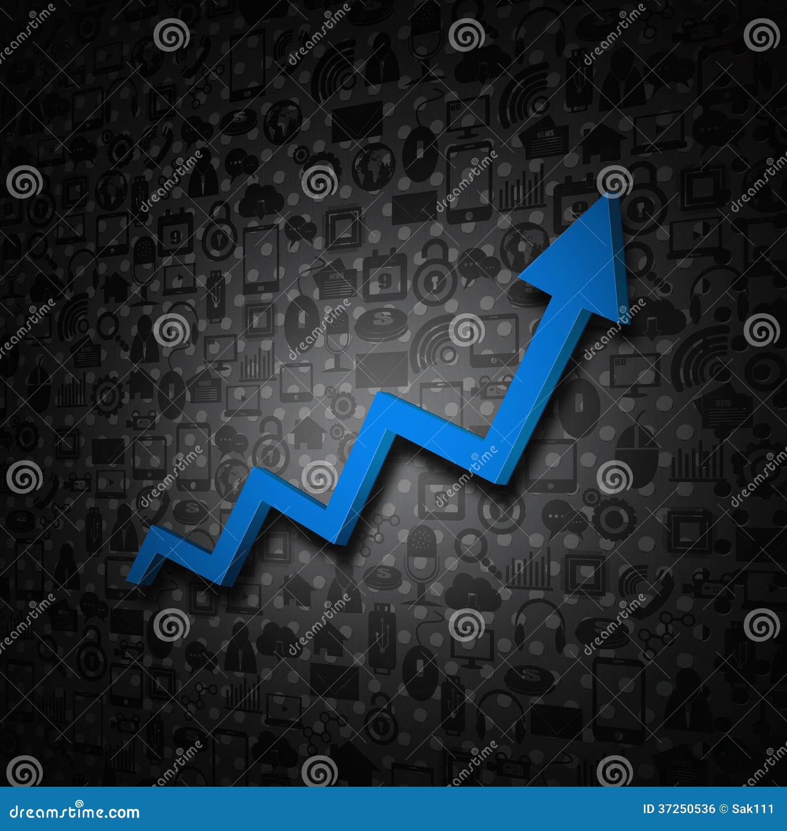 Blue Graph Arrow on Social Background Stock Illustration - Illustration ...