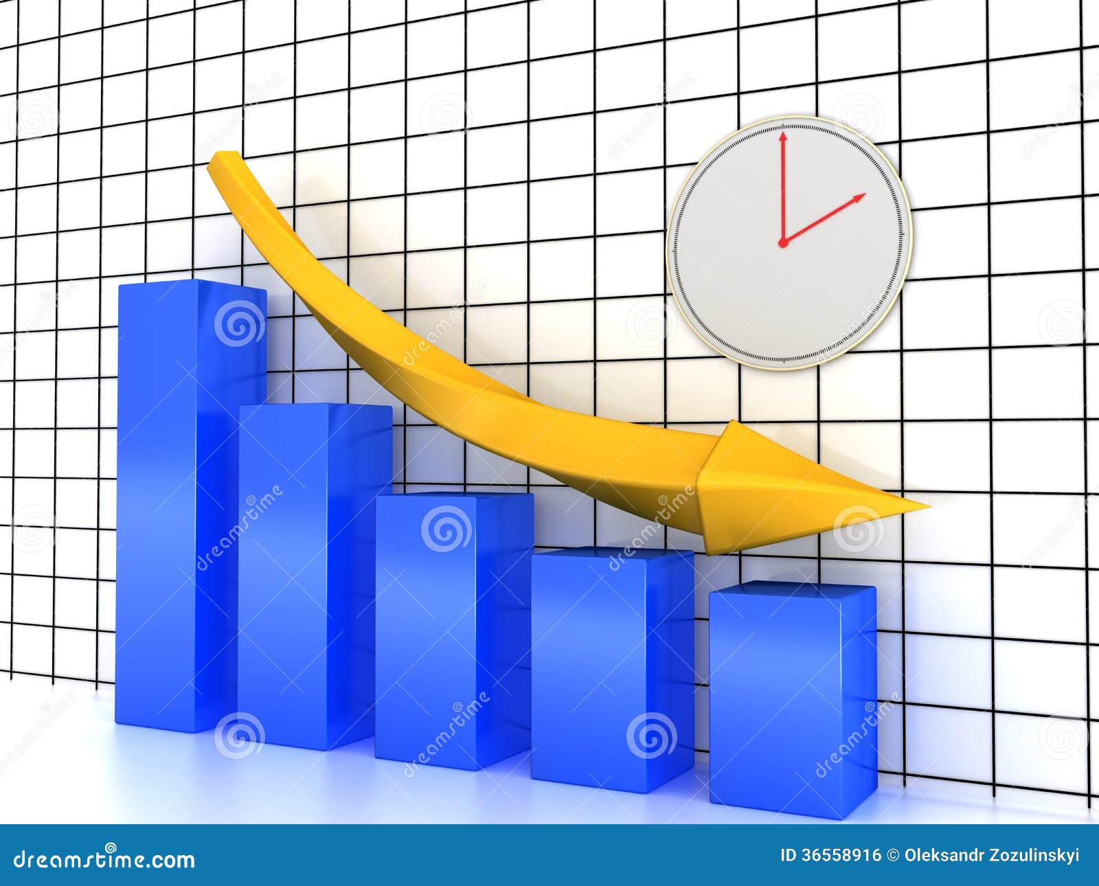 Blue Graph with a Clock â„–2 Stock Illustration - Illustration of goal ...