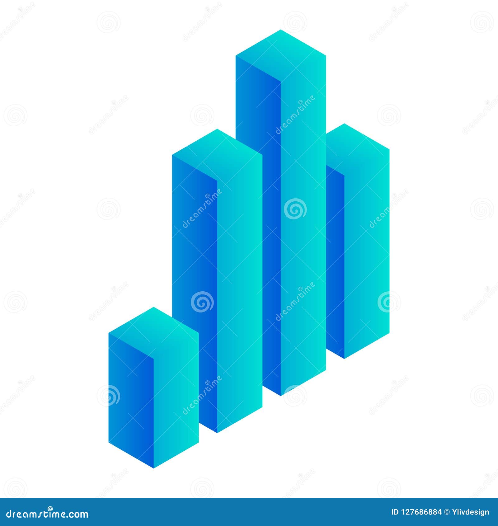 Blue Graph Column Icon, Isometric Style Stock Vector - Illustration of ...