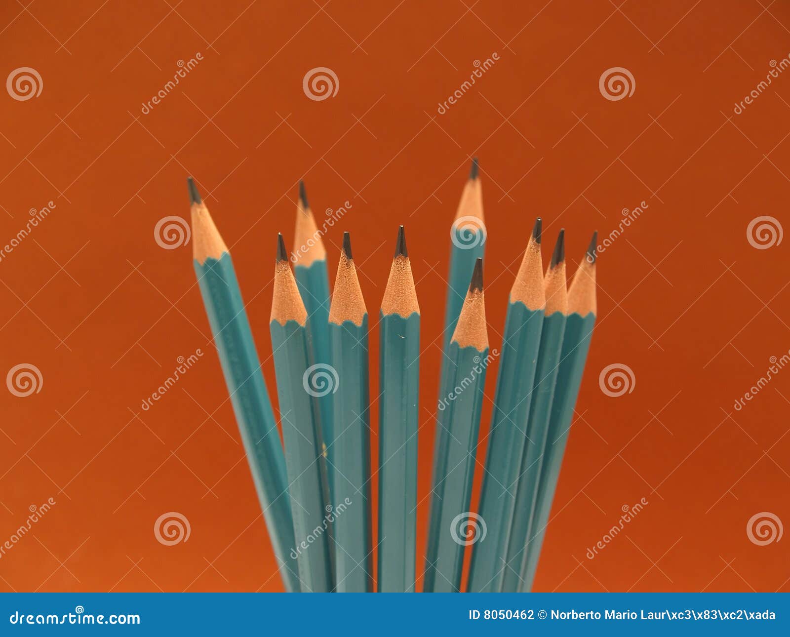 Blue Graphite Pencil On A Light Blue Background. Stock Photo ...
