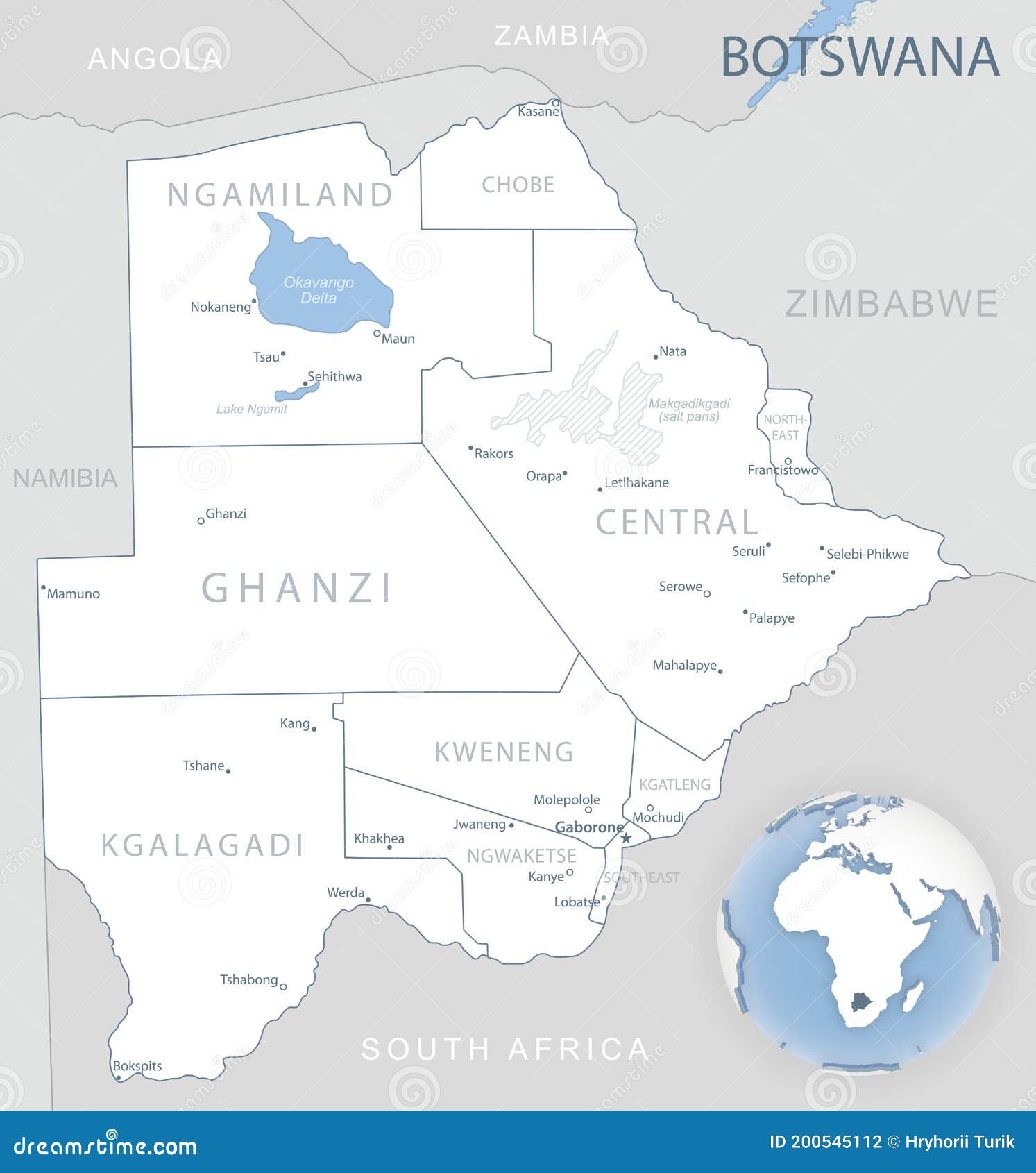 Detailed Map Of Gaborone City, Capital Of Botswana. Municipal ...