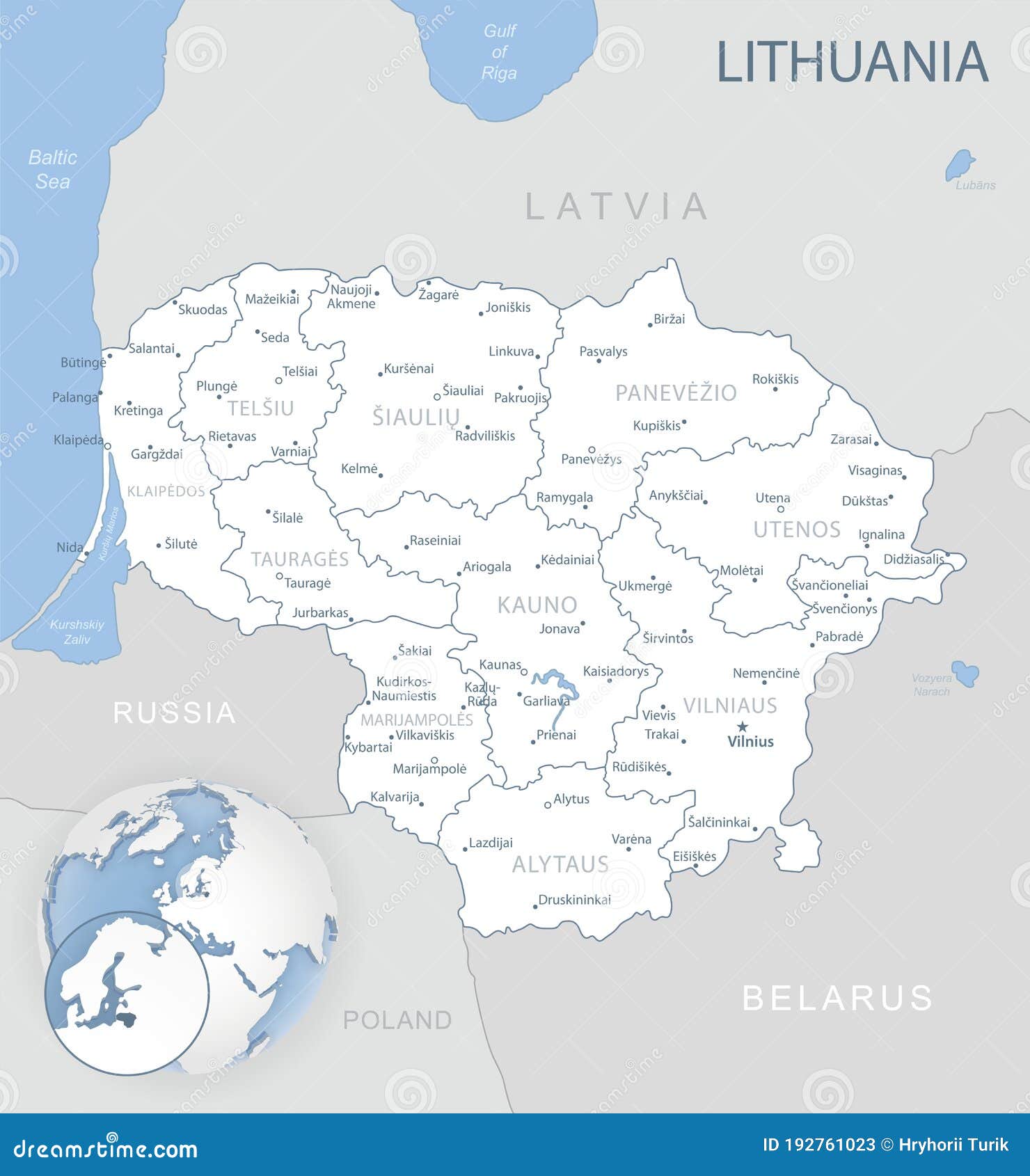 Lithuania Administrative Map Vector Illustration | CartoonDealer.com ...