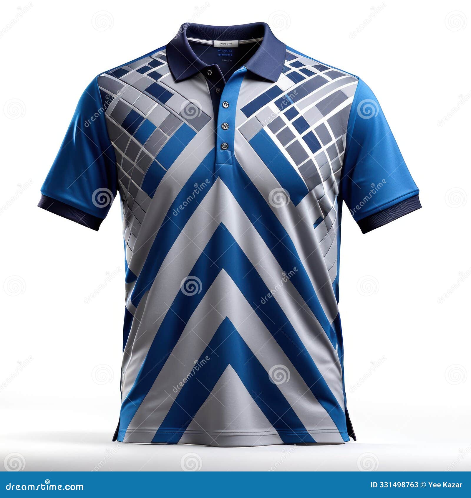Blue and Gray Geometric Pattern Polo Shirt Mockup. Stock Illustration ...