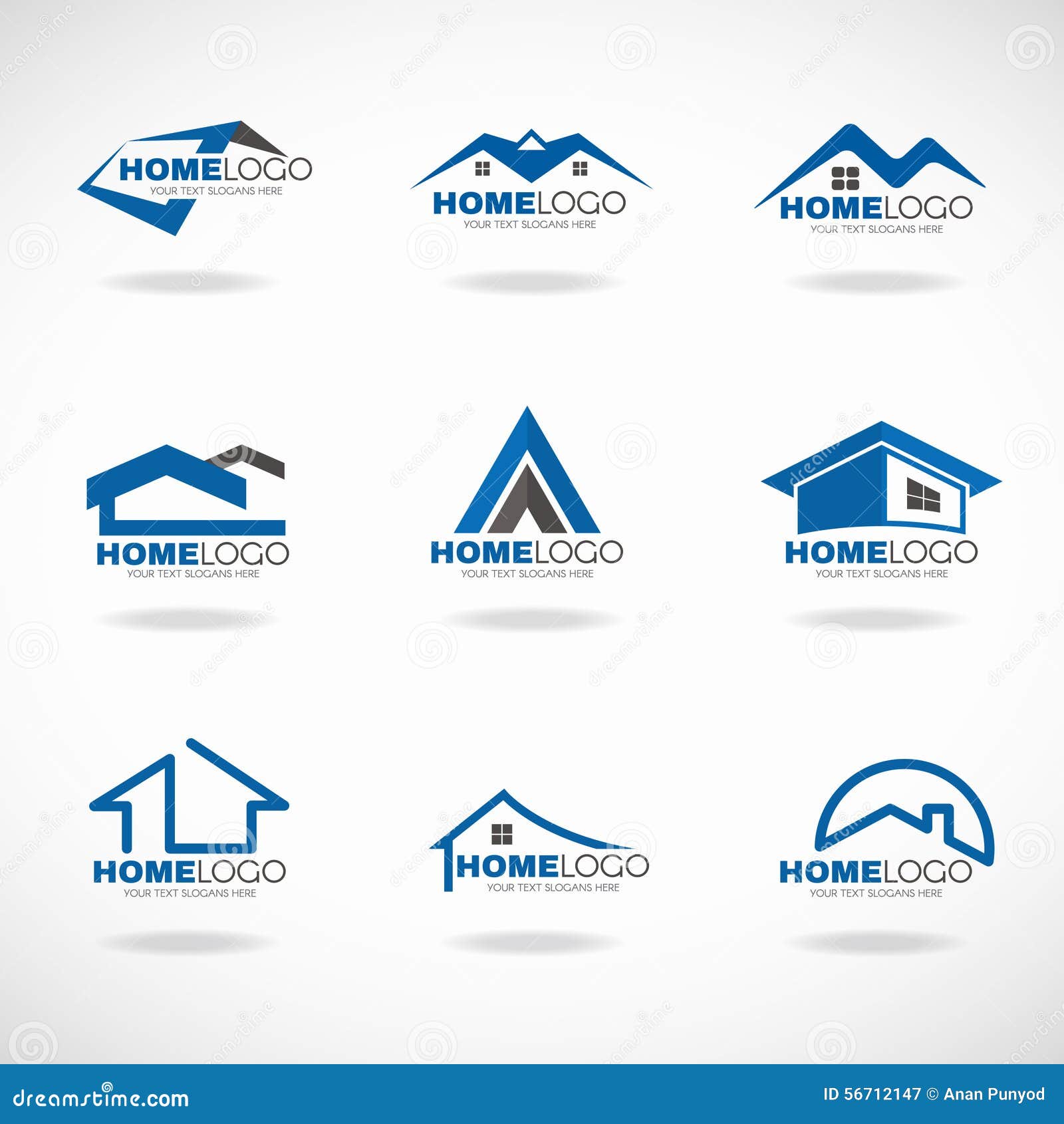 Blue and Gray Home Logo Set Vector Design Stock Vector - Illustration ...