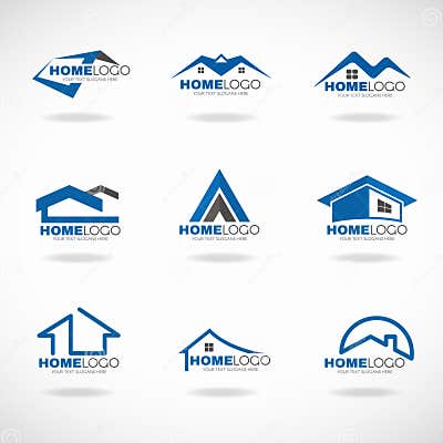 Blue and Gray Home Logo Set Vector Design Stock Vector - Illustration ...