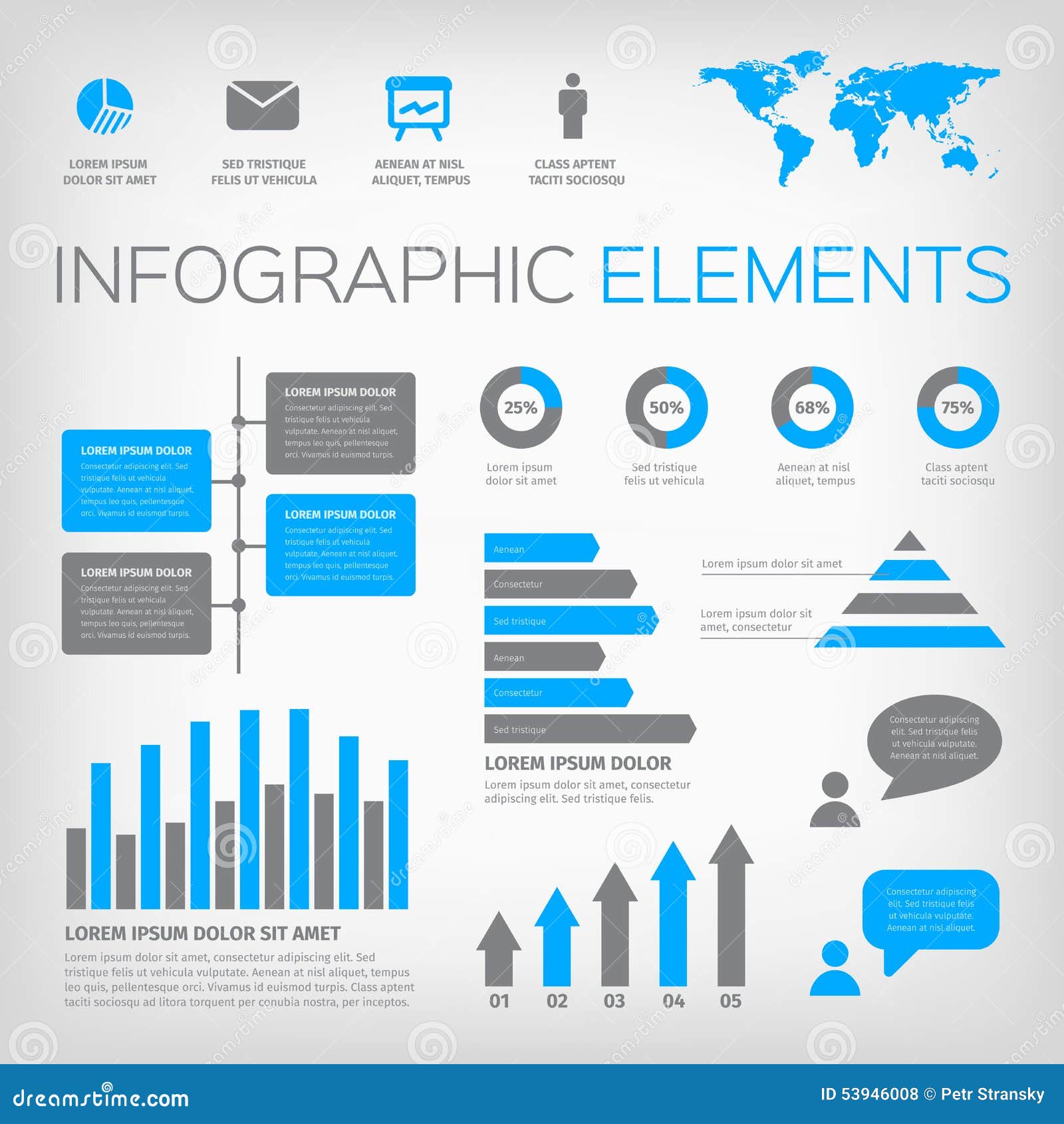 Blue and Gray Infographic Elements Stock Vector - Illustration of blue ...