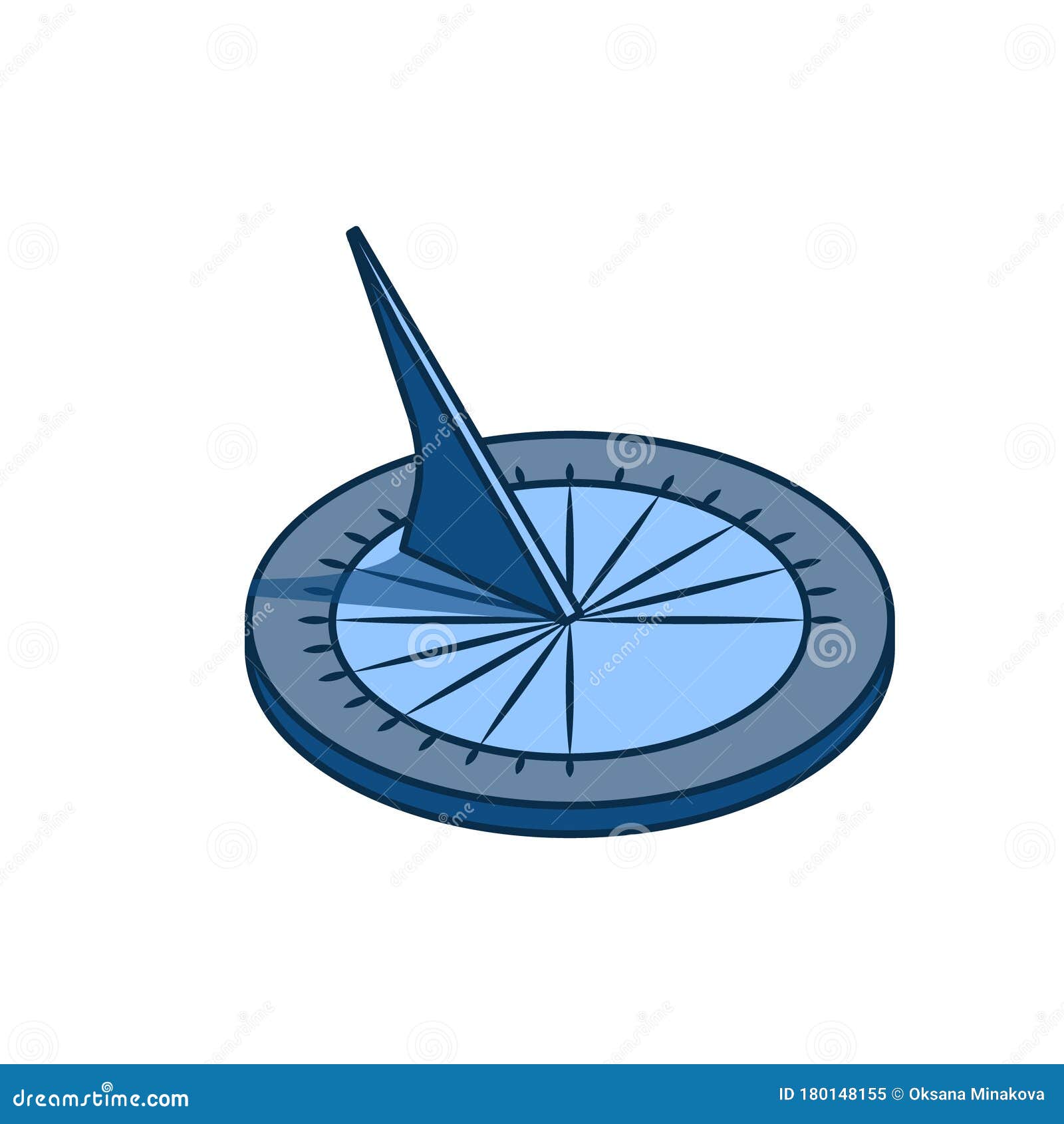 Sundial, Isometric Perspective, Vintage Engraving Cartoon Vector ...